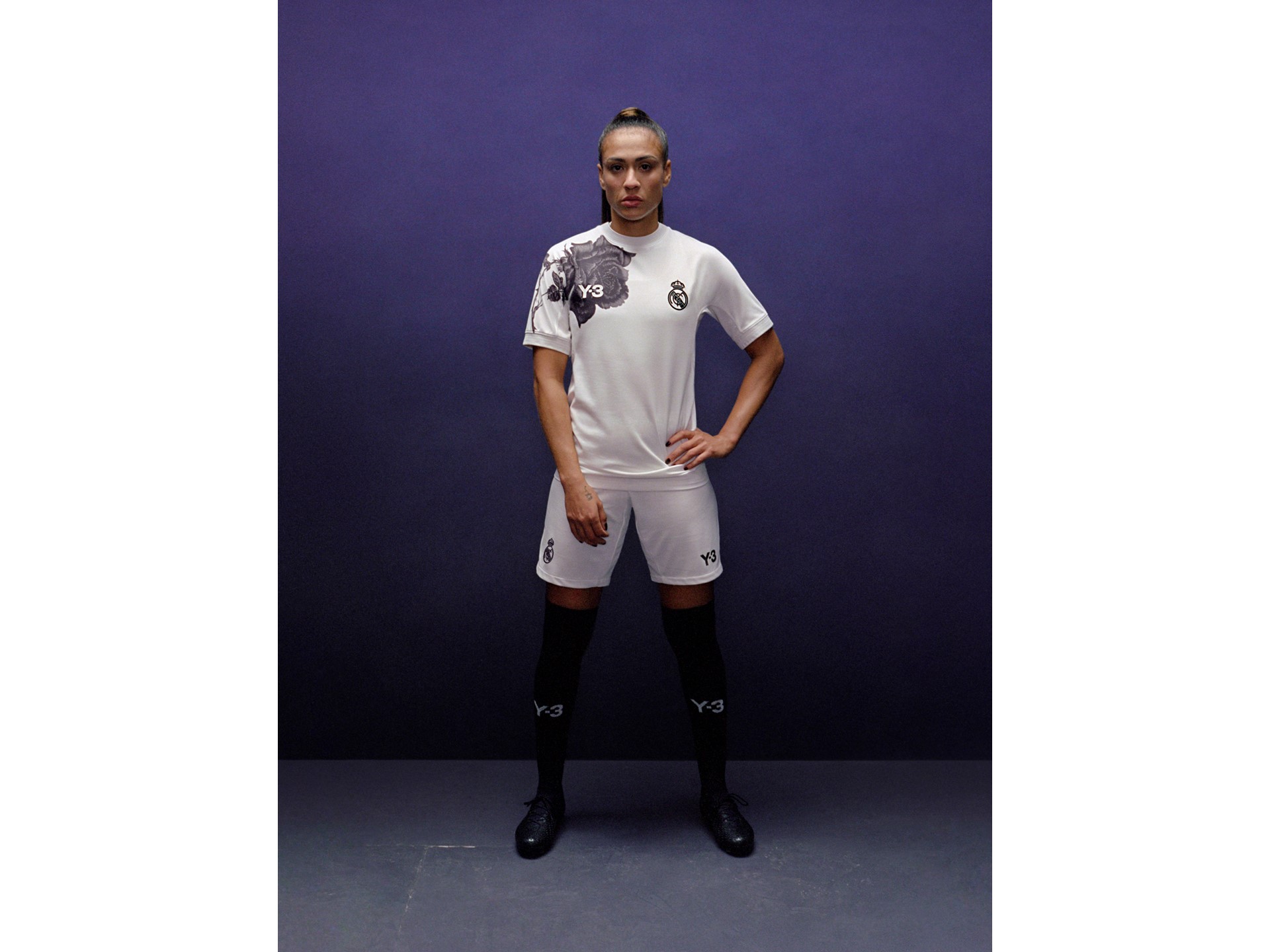 Y-3 x Real Madrid Master Crop On-Body Product Focus - Kathellen Sousa