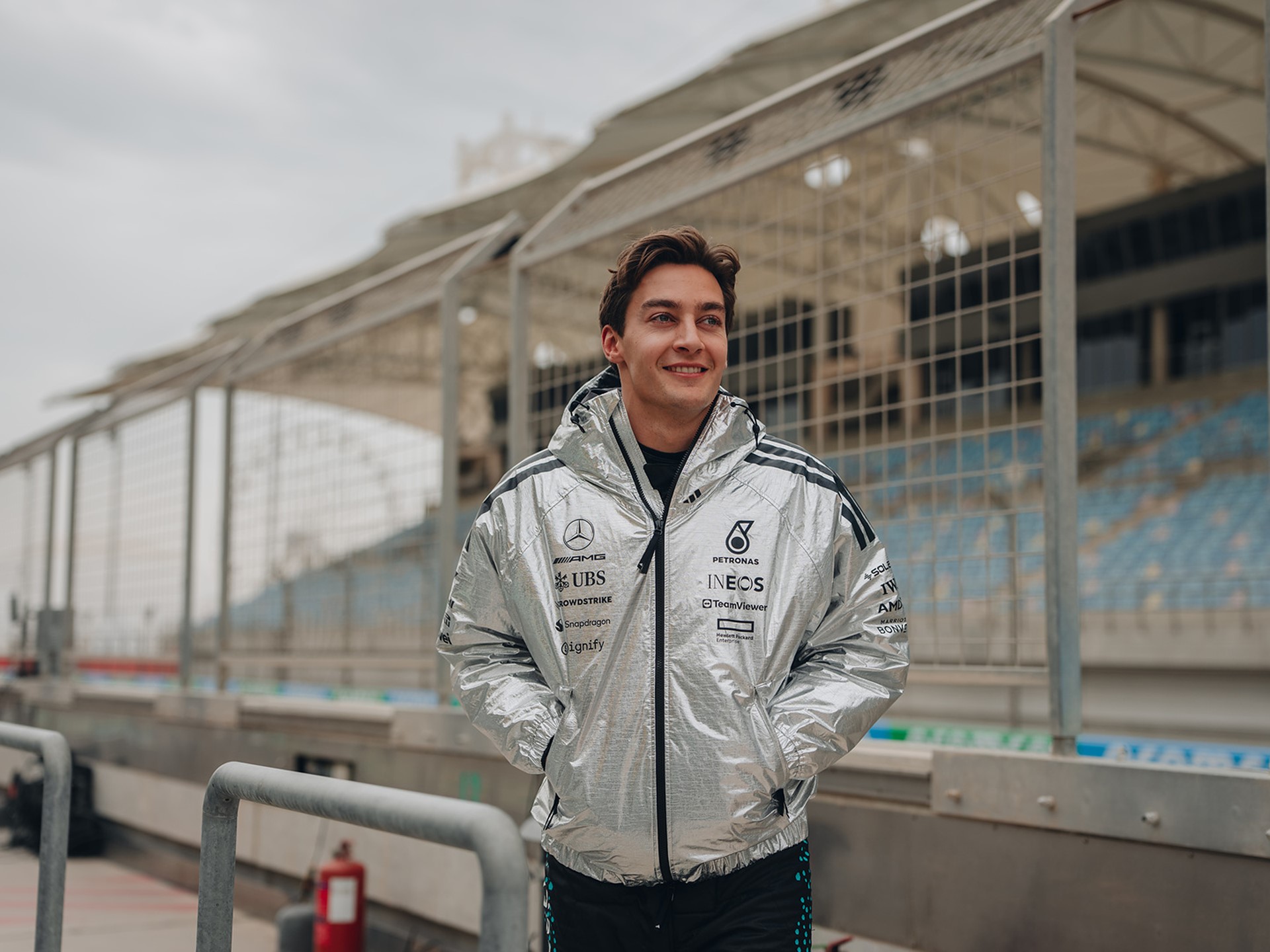 George Russell in the adidas CLIMACOOL System at Bahrain testing