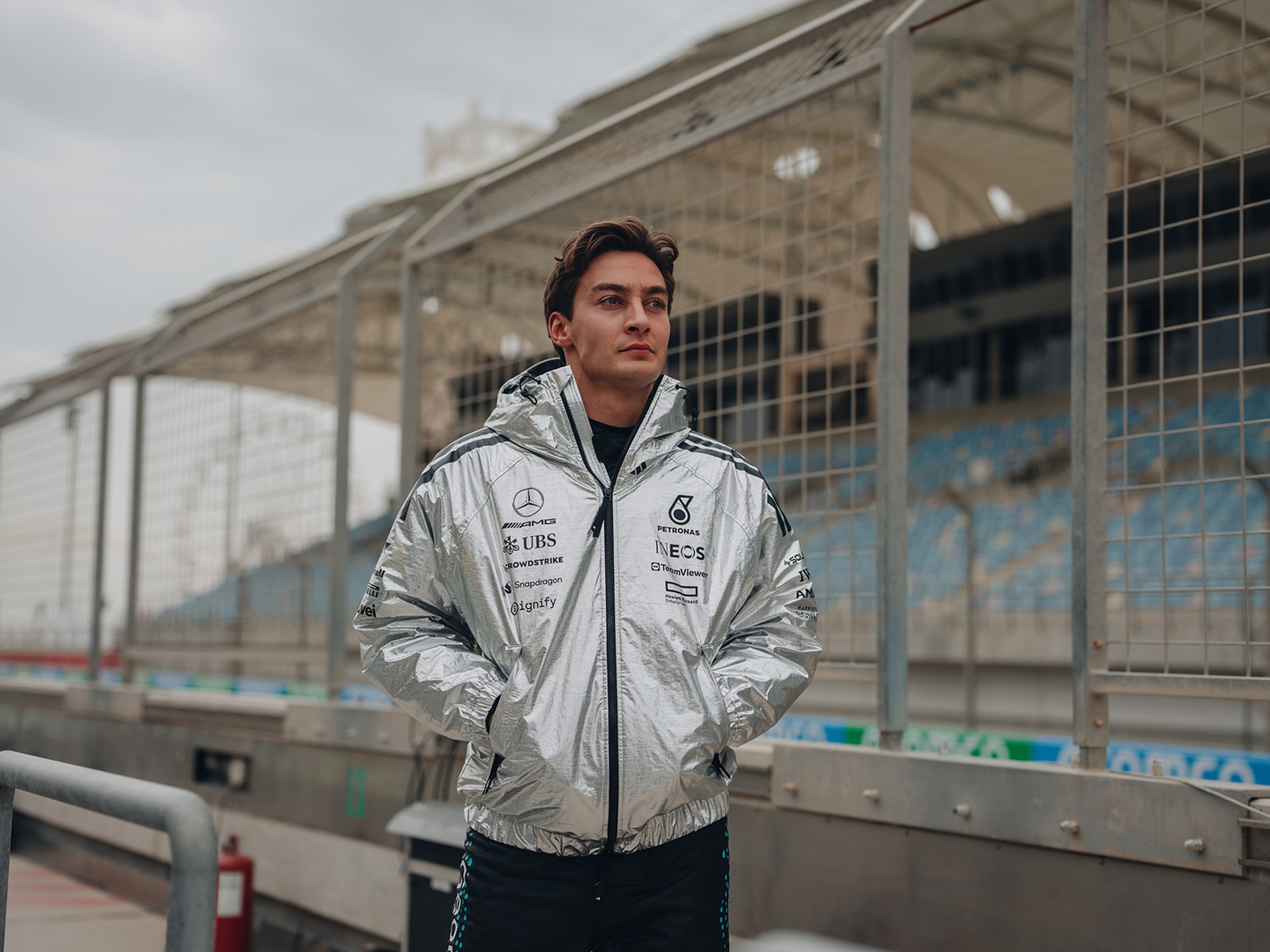 George Russell in the adidas CLIMACOOL System at Bahrain testing