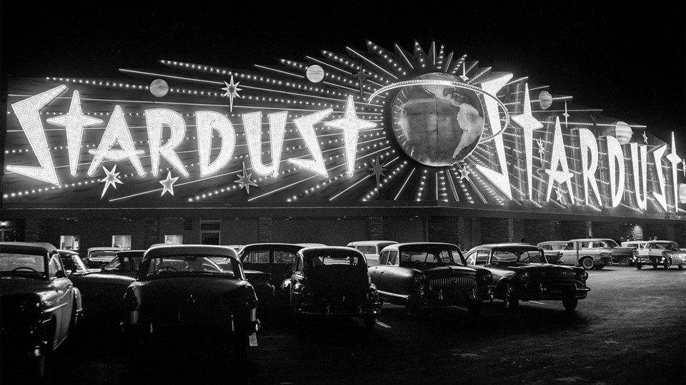 The front exterior of the Stardust and its iconic marquee