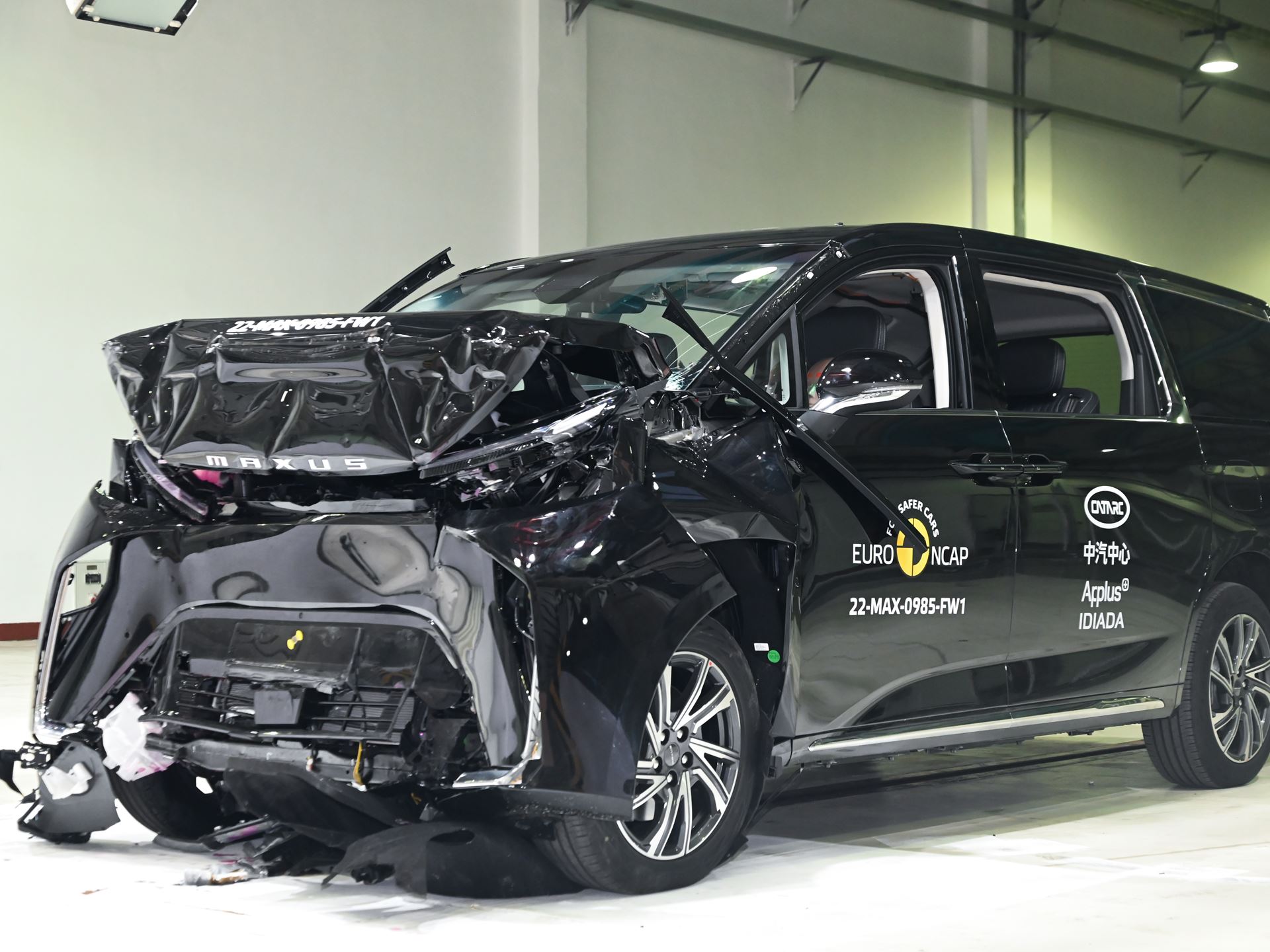 Maxus MIFA 9 - Full Width Rigid Barrier test 2022 - after crash