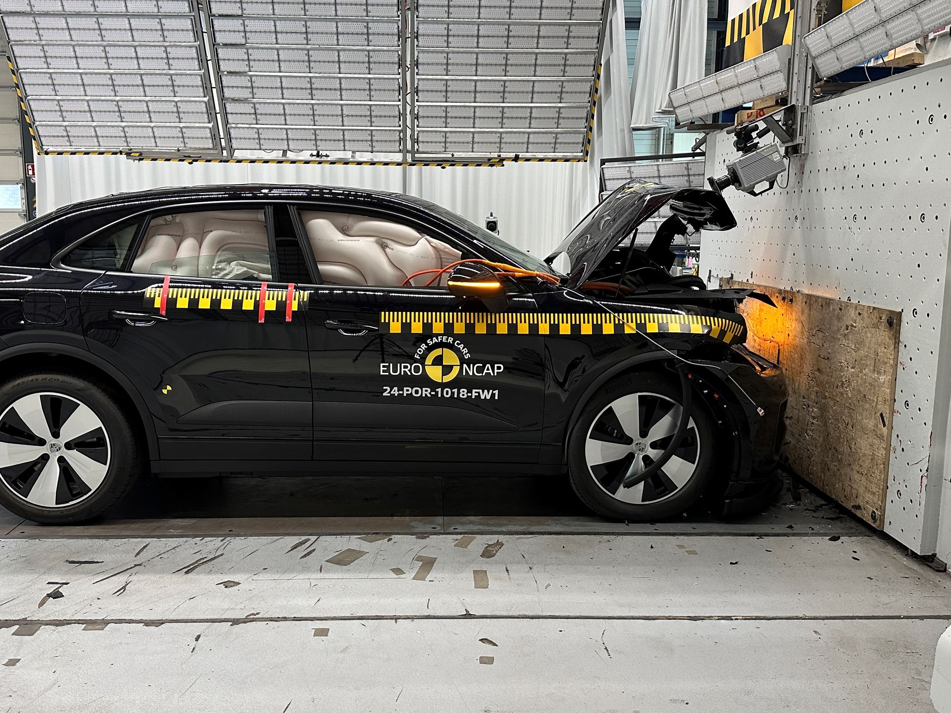 Porsche Macan - Full Width Rigid Barrier test 2024 - after crash