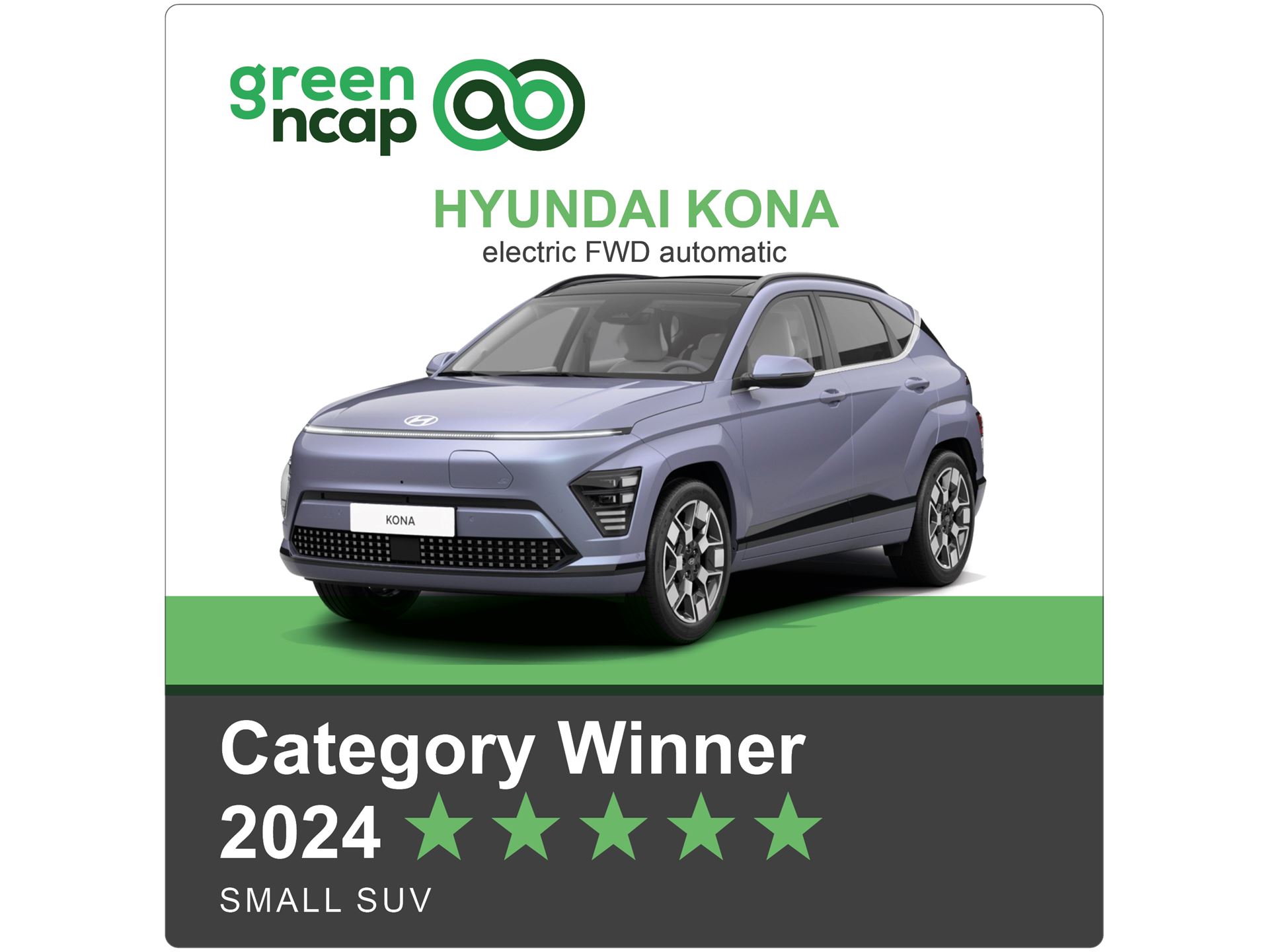 Hyundai KONA - Green NCAP Category Winner 2024 - Small SUV