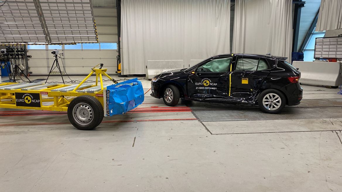 Škoda Fabia - Full Width Rigid Barrier test 2021 - after crash