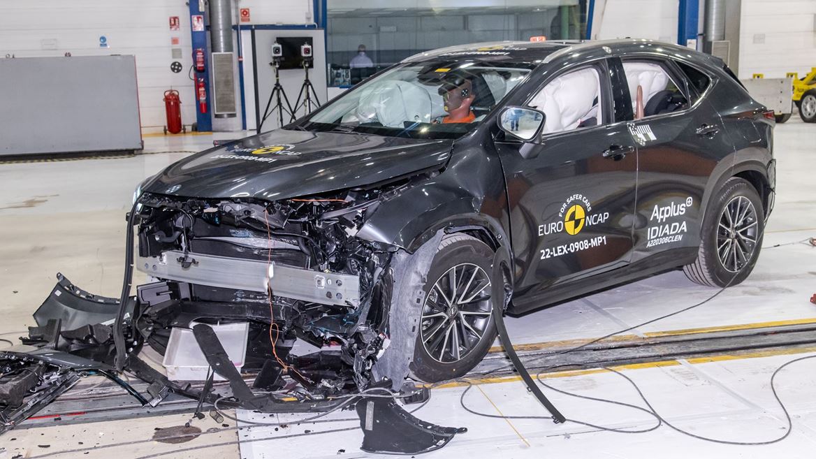 Lexus NX - Mobile Progressive Deformable Barrier test 2022 - after crash