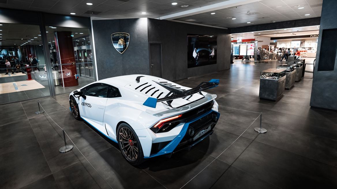 Huracan STO at Lamborghini corner at Bologna airport